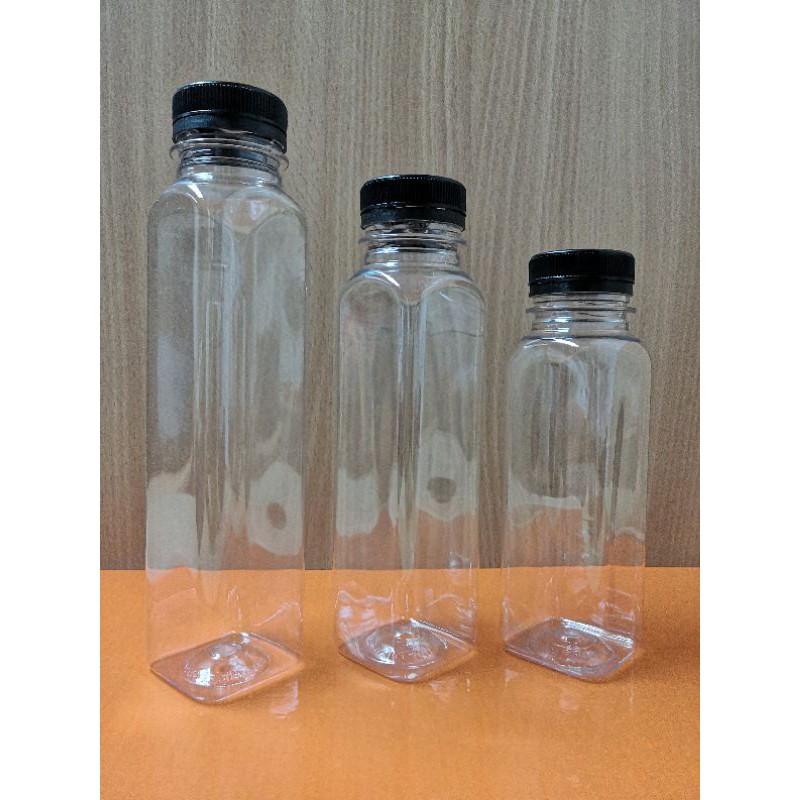 Square Plastic Bottles with Caps - Bundle of 100pcs | Shopee Philippines