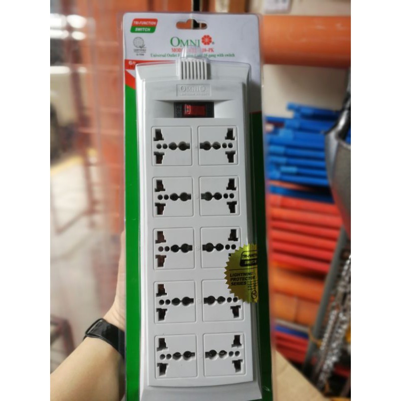 Omni 10 Gang Universal Extension Cord / Wire w/ Switch 1.83 Meters WEU ...