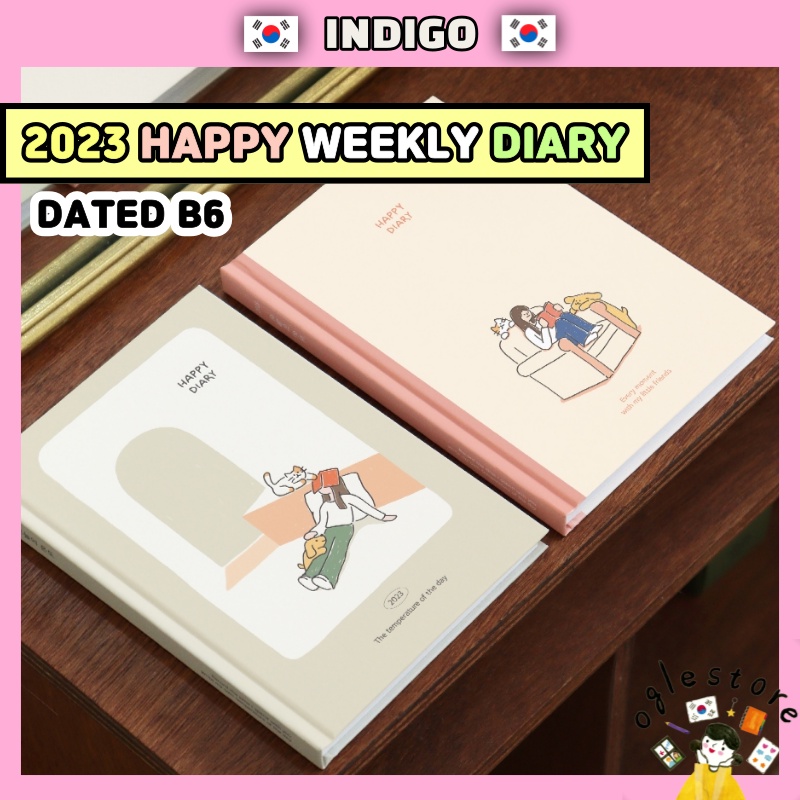 2023 Planner Diary Korean B6 Cute illustration Hardcover Weekly Planner Dated Diary 2023 BUJO ...