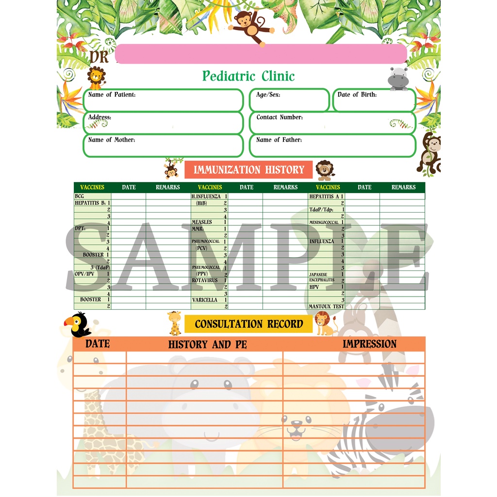 Pediatric Record Form | Shopee Philippines