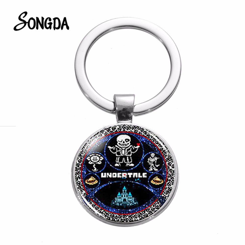 Undertale Game Gamer Keychain Cartoon Figure Sans 3D Effect Glass ...
