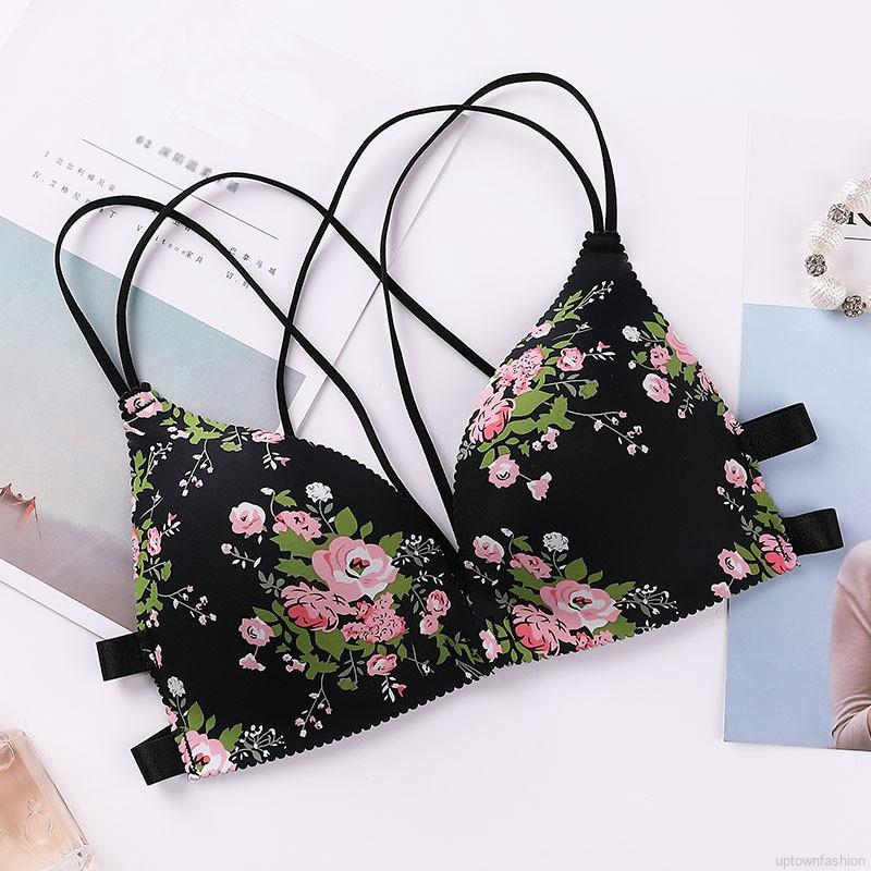 Women's Printed Front Buckle Gathered Seamless Bra | Shopee Philippines