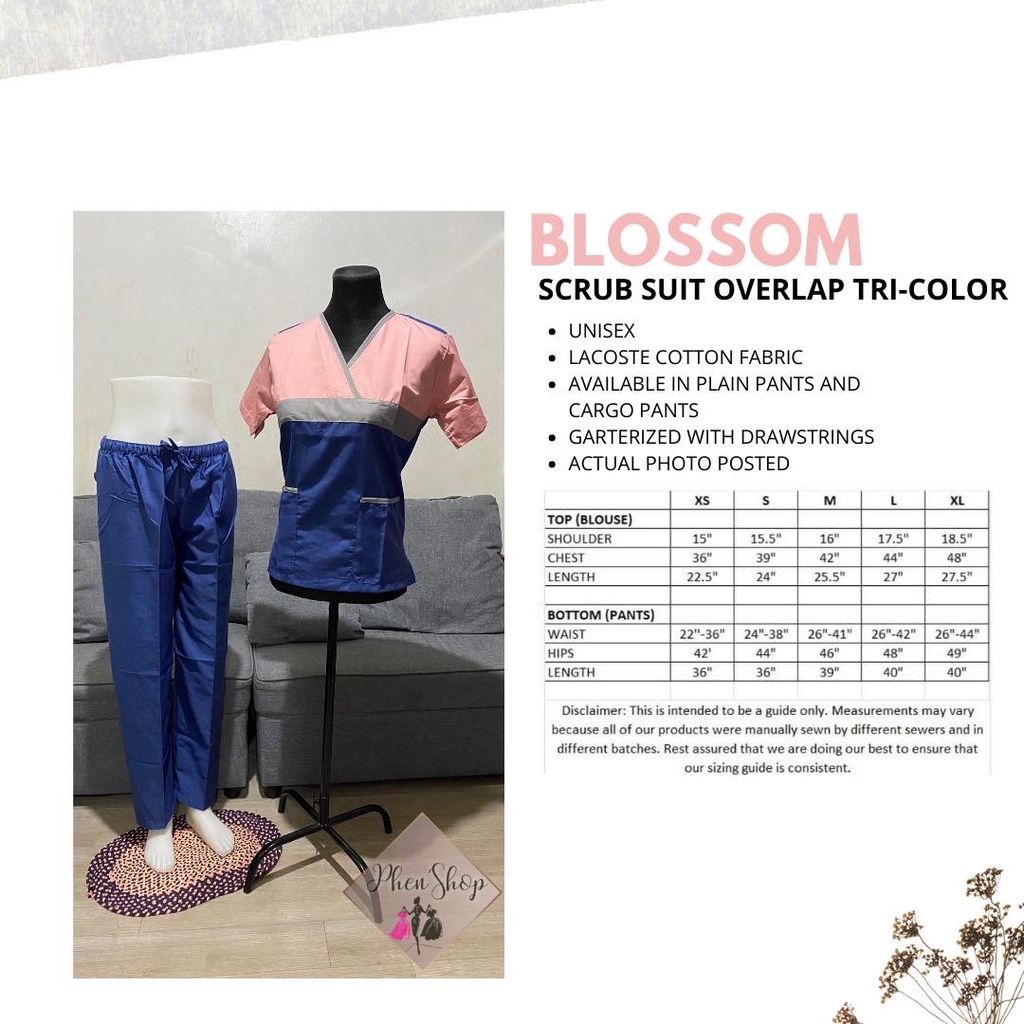 SCRUB SUIT SET OVERLAP TRI-COLOR ( BLOSSOM ) | Shopee Philippines
