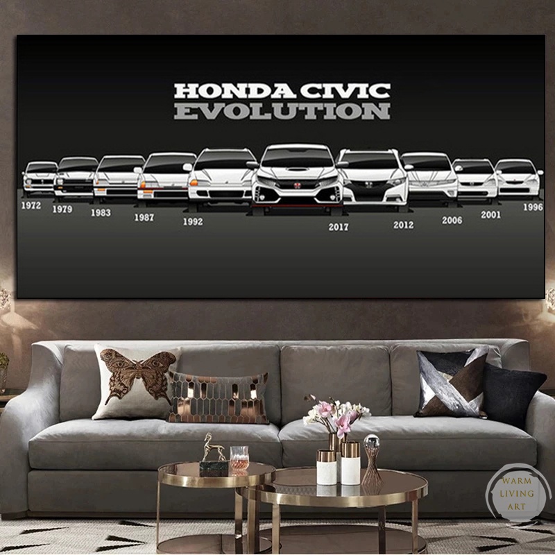 Modern Art Honda CIVIC Type R Series Evolution Car Posters Wall Canvas ...