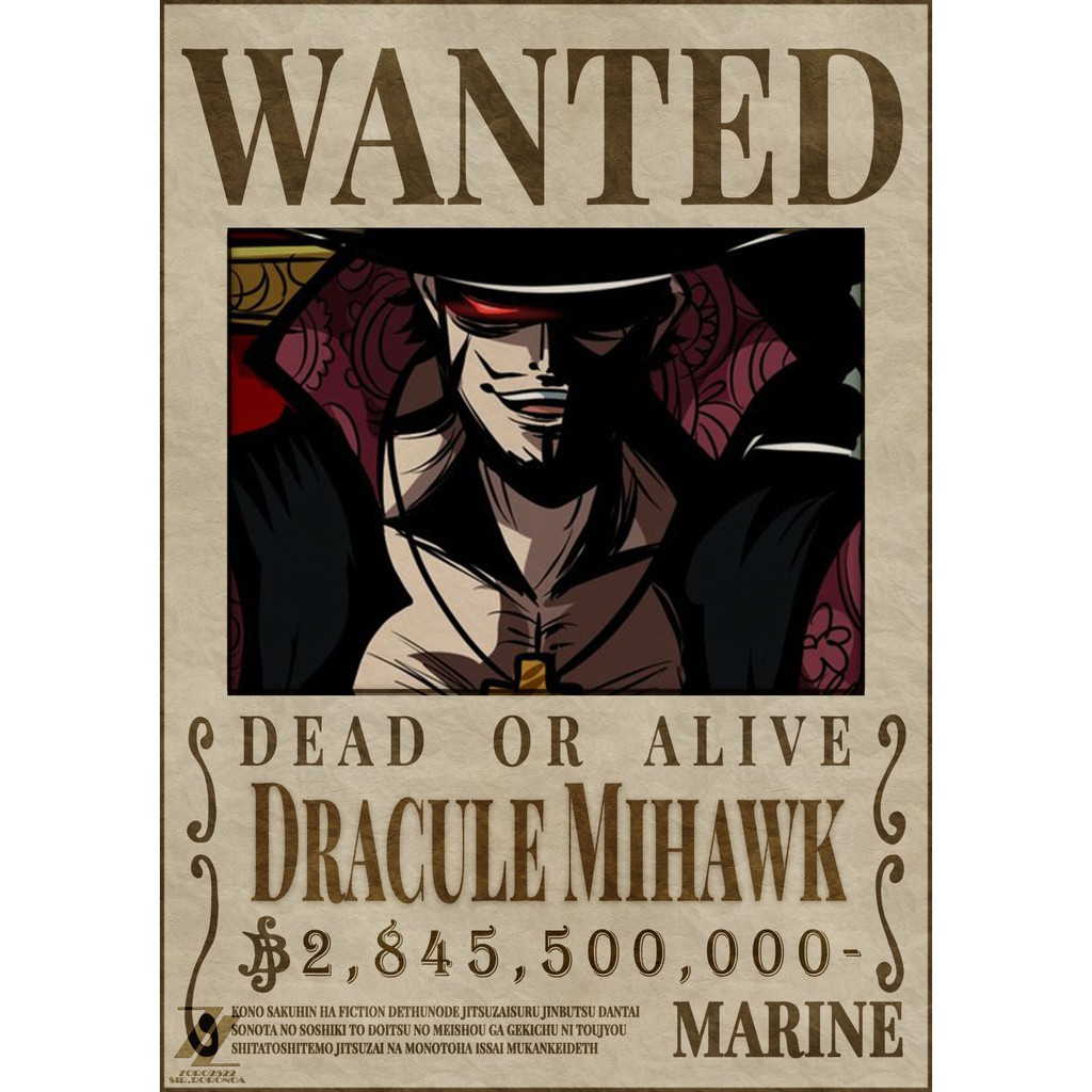 One Piece Wanted Poster with Borderless Frame (Mihawk) | Shopee Philippines