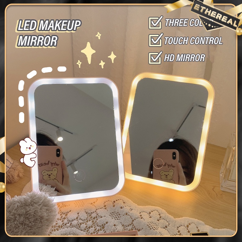 LED Makeup Mirror Touch Screen Portable Standing Vanity Mirroir ...