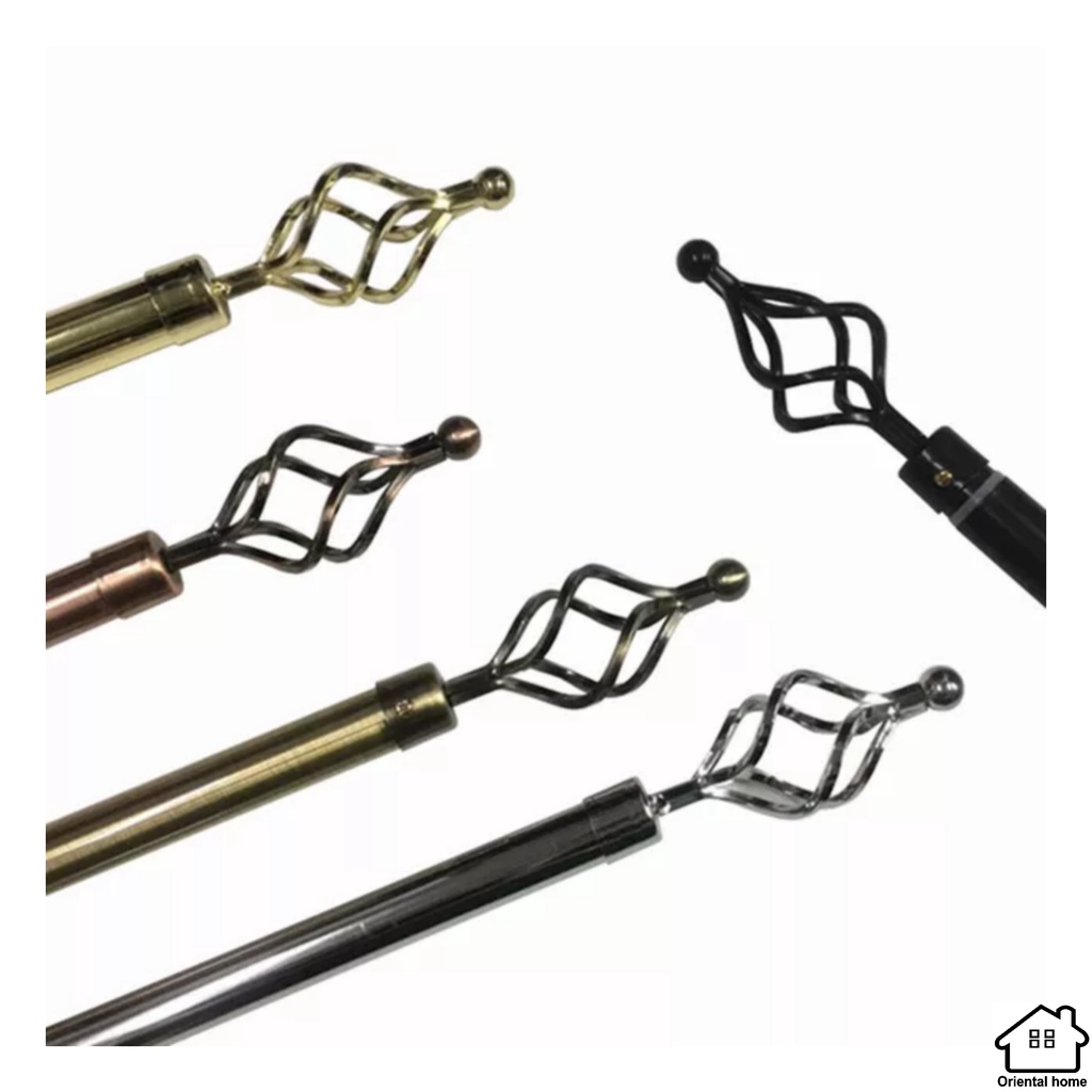 Adjustable Spiral Curtain Rod Twisted Cage Finials with Free Bracket ...