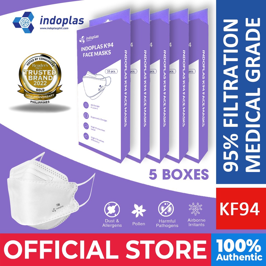 Indoplas KF94 Disposable Face Mask FDA Registered - 5 Boxes (50 pcs ...