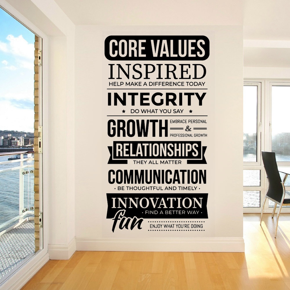 Core Values Wall Quote Decals Decor Company Modern Office Wall Stickers ...
