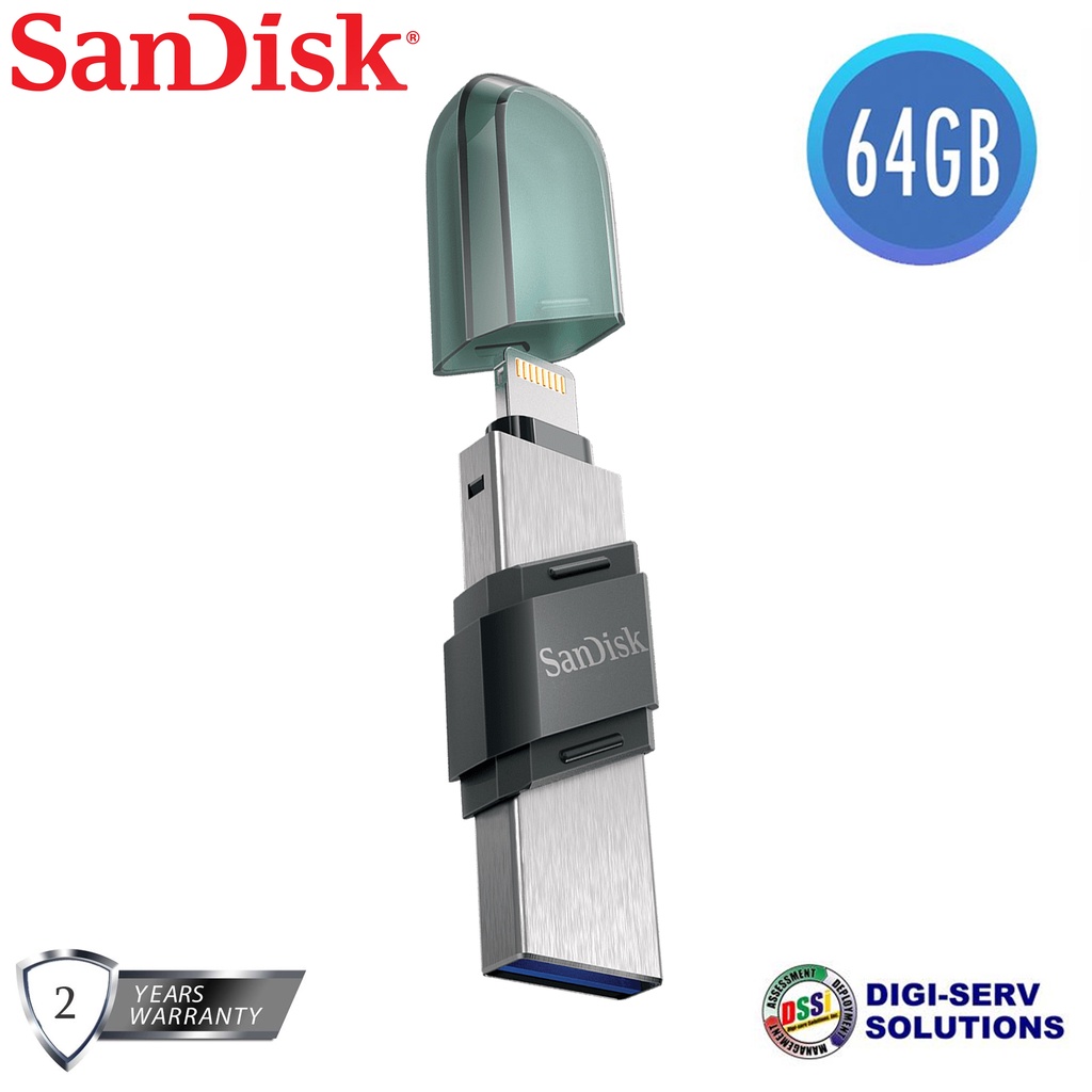SanDisk iXpand Flip 64GB 2-in-1 Flash Drive with Lightning and USB-A ...