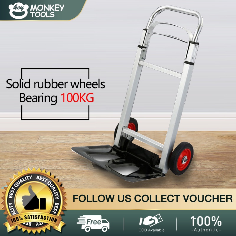 100KG small portable folding luggage cart trailer trolley pull cargo ...
