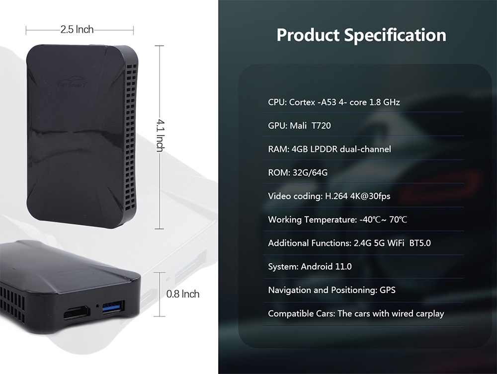 New Carplay Ai Box Wireless Multimedia Android Auto TV Box for USB ...