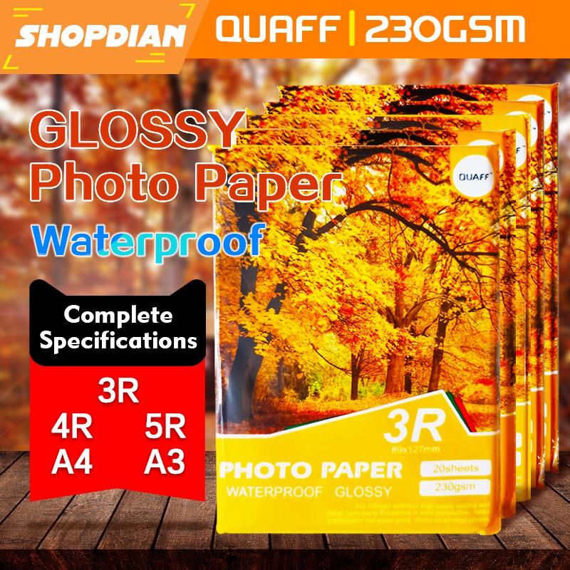 QUAFF Glossy Photo Paper (3R/4R/5R/A4) 230gsm | Shopee Philippines