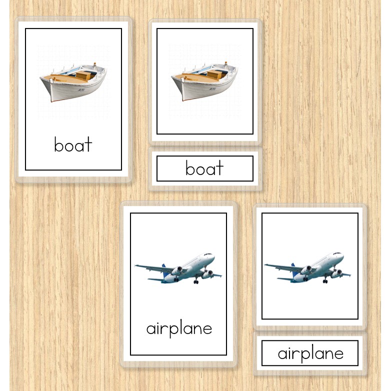 TRANSPORTATION MODES - Montessori Three-Part Cards / Nomenclature Cards ...