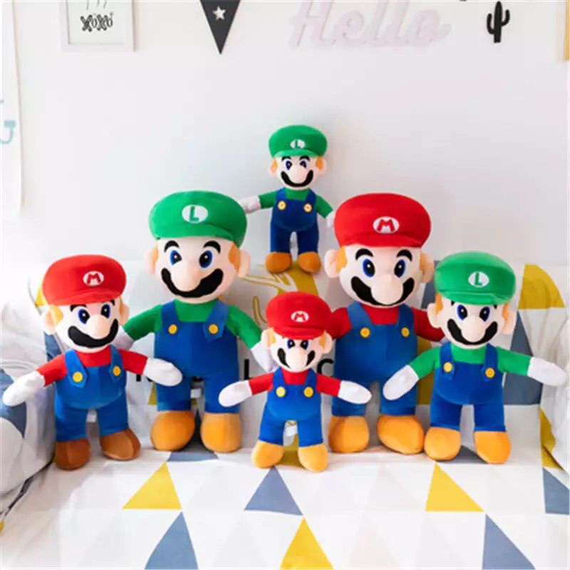 60cm Super Mario Bros. Mario and Luigi Stuffed Toys Plush Doll Pillow ...