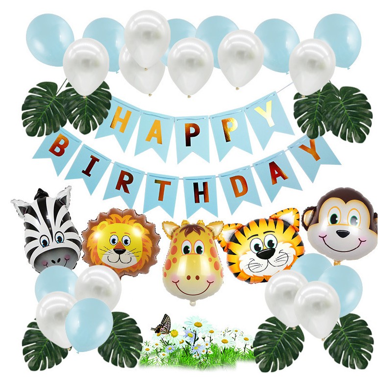 36Pcs birthday decoration set balloons forest animal balloon theme ...