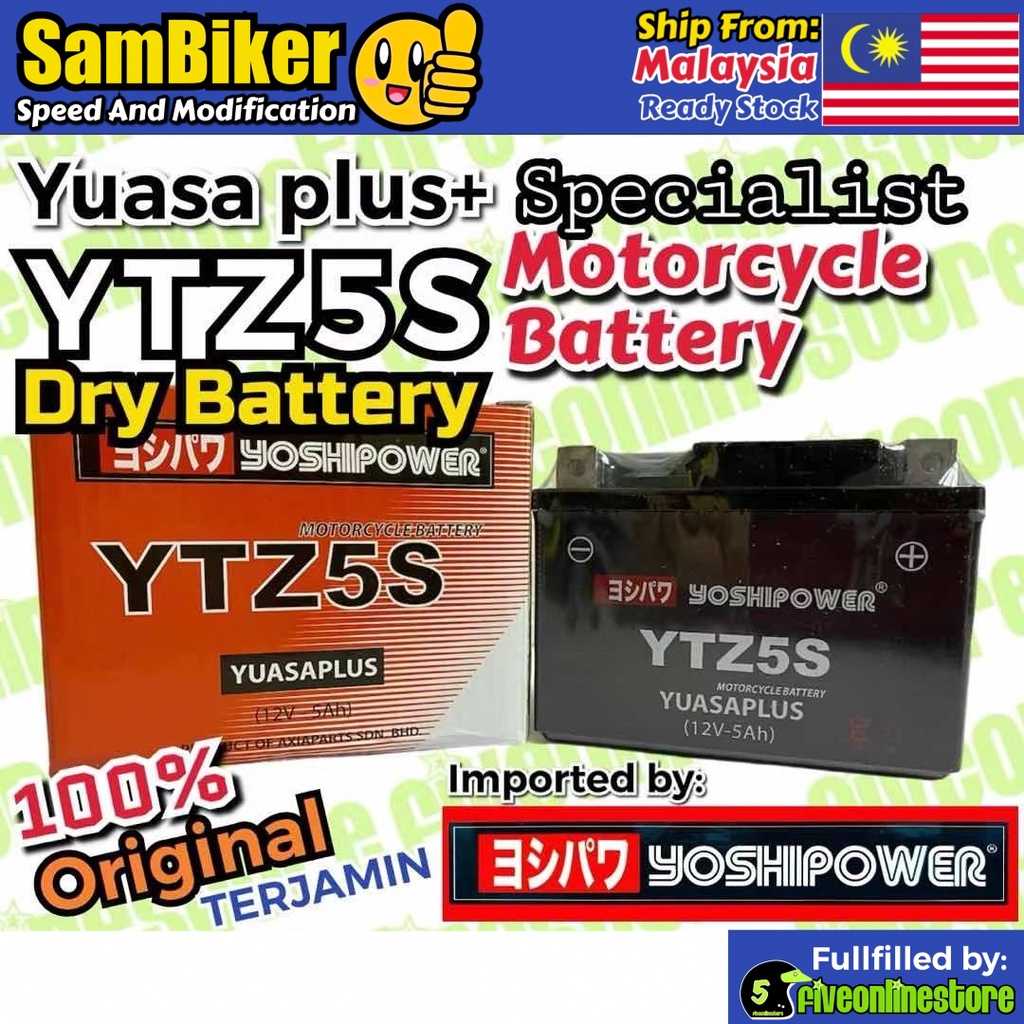 YTZ5S Bateri Motorsikal YUASA PLUS+ Battery YTZ5 EX5 Dream LC135 Y15ZR ...