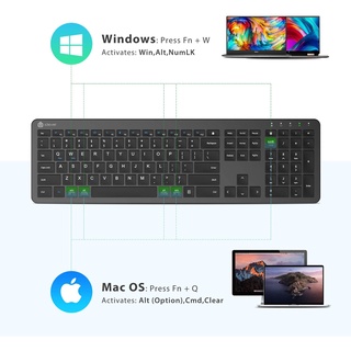 iClever GK08 Wireless Keyboard and Mouse - Rechargeable Wireless Keyboard Ergonomic Full Size ...