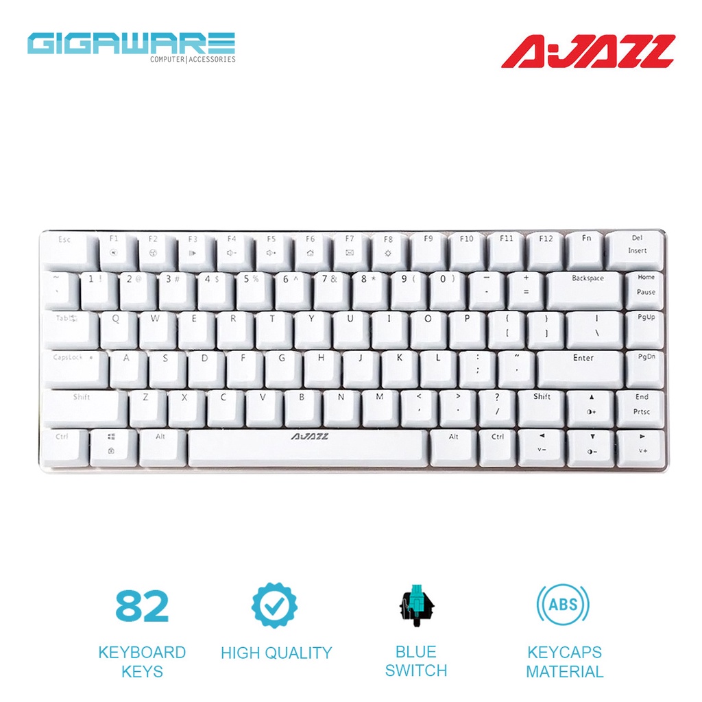 Ajazz AK33 #4 82 Key Mechanical Keyboard White Blue Switch | Shopee ...