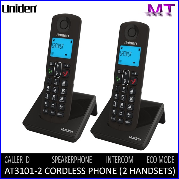 Uniden AT3101-2 Cordless Phone (2 Handsets, Caller ID, Speakerphone ...