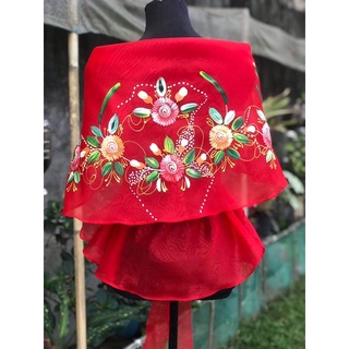 Filipiniana wrapped around / Alampay ( hand painted red ) | Shopee ...