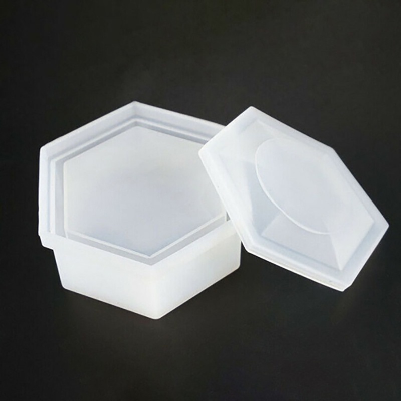 DIY Silicone Epoxy Crystal Hexagonal Storage Box Clay Mold Jewelry ...