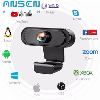 ANSEN Webcam for PC Laptop Online Class 2K 1080P HD USB Web Camera with ...