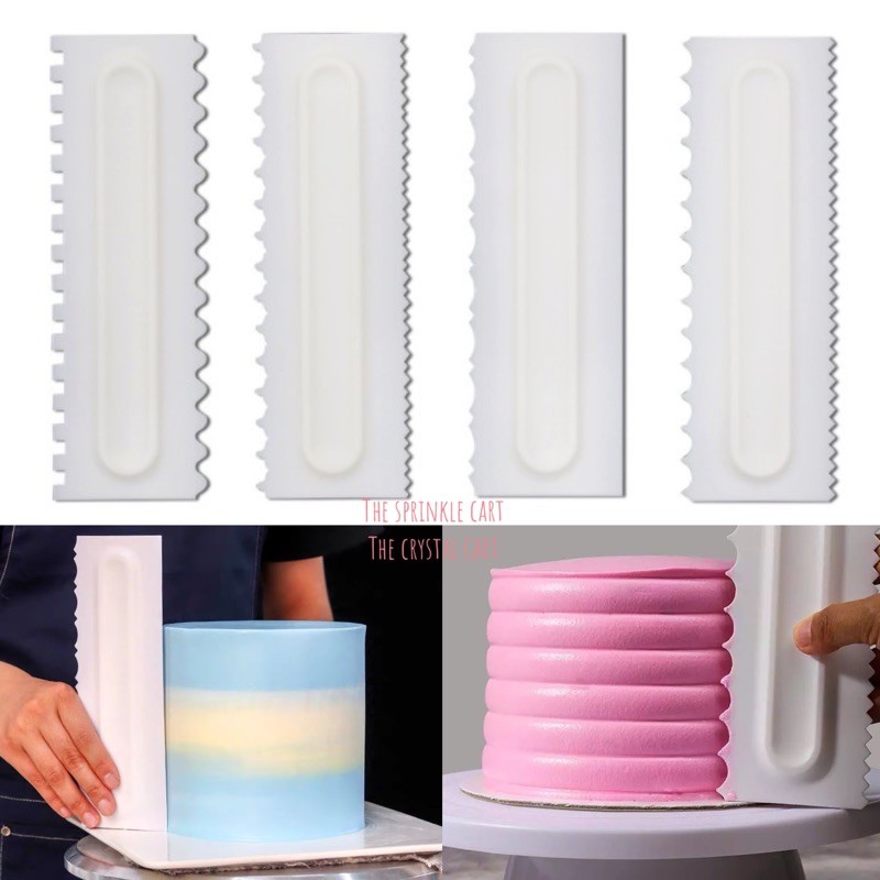 4pcs Cake Decorating Comb Smoother Scraper for Icing | Shopee Philippines