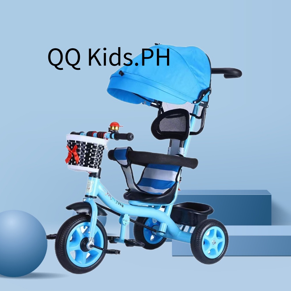 Baby 3 Wheels Trolley Bike with Cover for Children Kids with Front Back ...