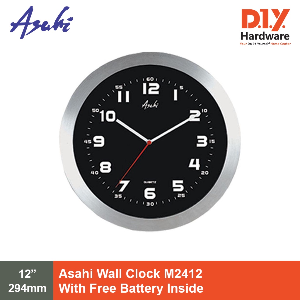 Asahi Wall Clock With Free Battery Inside M2412 | Shopee Philippines