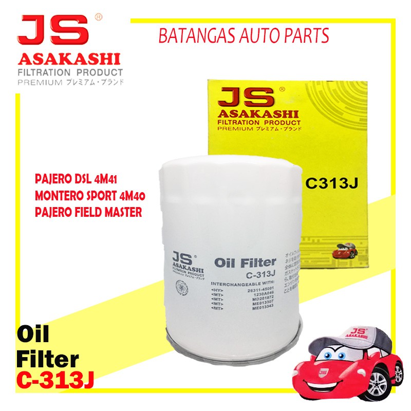 JS Asakashi Oil Filter C313J Mitsubishi Pajero Field Maste, Montero ...