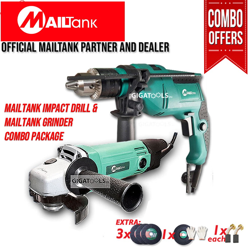 MailTank Grinder and Impact Drill Combo(3pcs Cutting Disc, 1pc Grinding ...