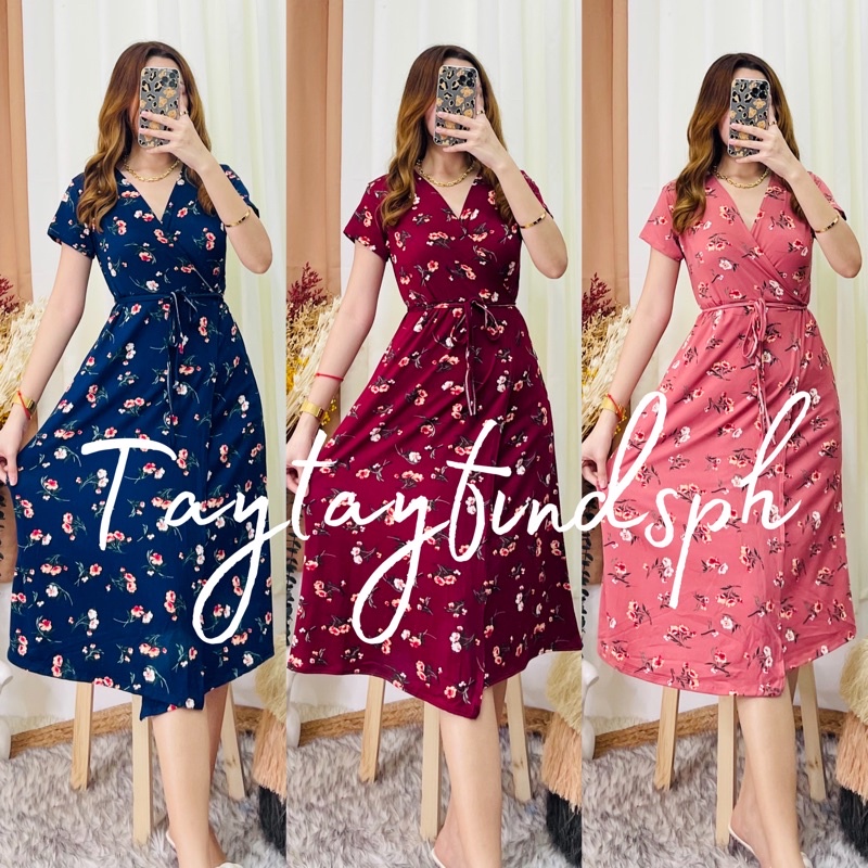 WRAP DRESS PRINTED/PLAIN | Shopee Philippines