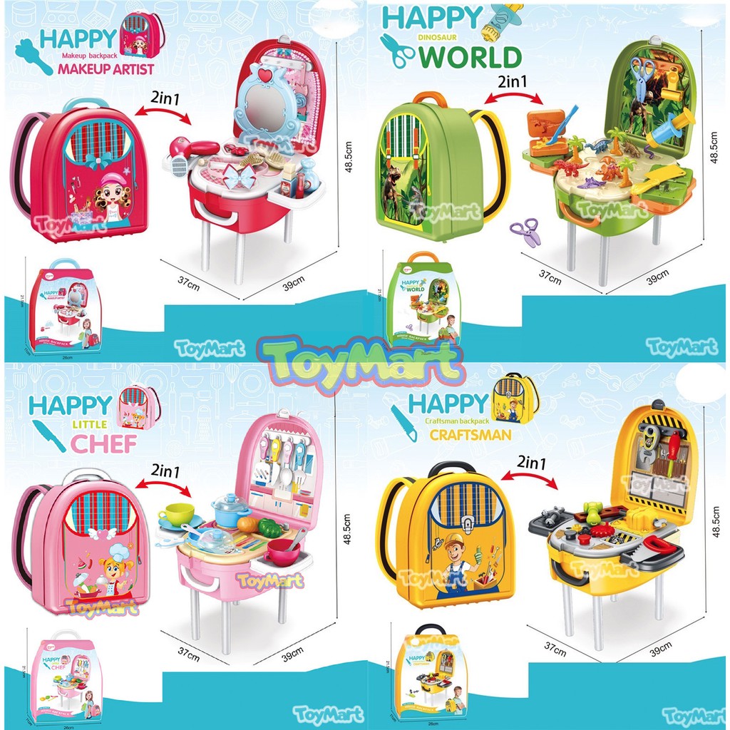 Happy Backpack Toy Set for Kids Simulation Toy Mini Kitchen Craftman ...