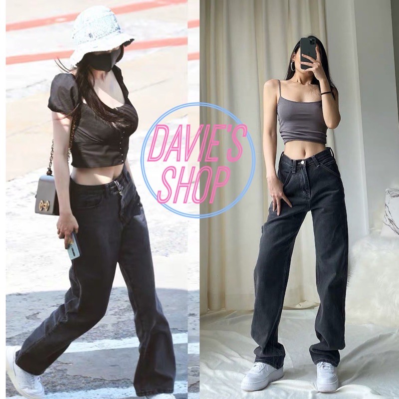 BlackPink Mom Jeans Wide Legs Baggy Pants Highwaist Korean Maong Pants ...