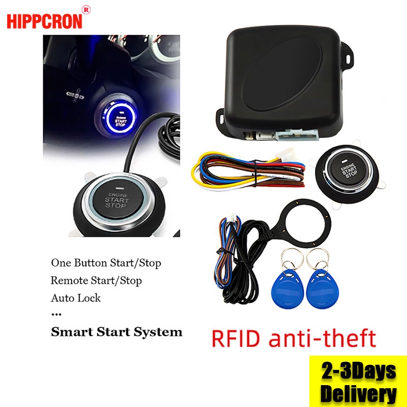 Car Start Stop Button Engine RFID Alarm System Push Button Remote ...