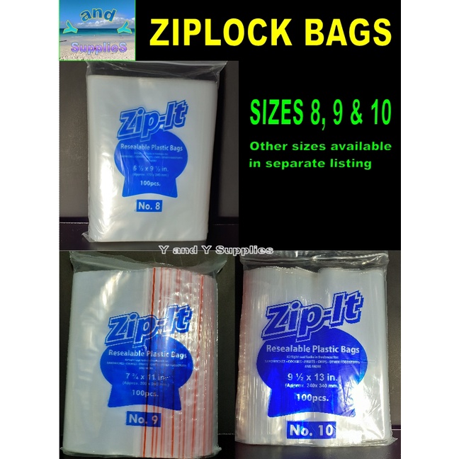 Ziplock Bags, Resealable Bags, ZIP IT. ZIPPY, 100's, #8 to #10 (zip ...
