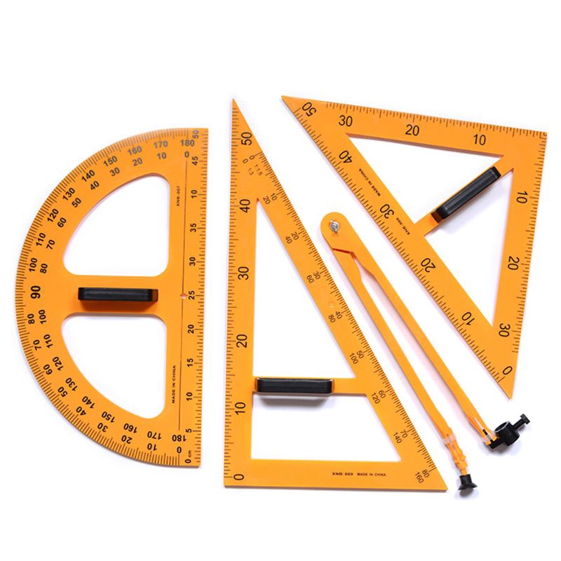BTF Multifunction Teaching Ruler Set Triangle Compasses Protractor ...