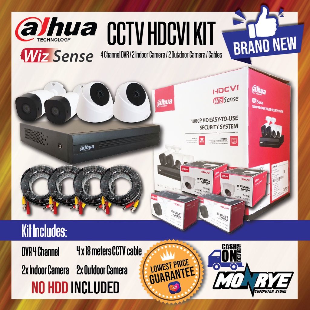 DAHUA CCTV HDCVI KIT BRAND NEW / 4 CHANNEL DVR / 2x Indoor, 2x Outdoor ...