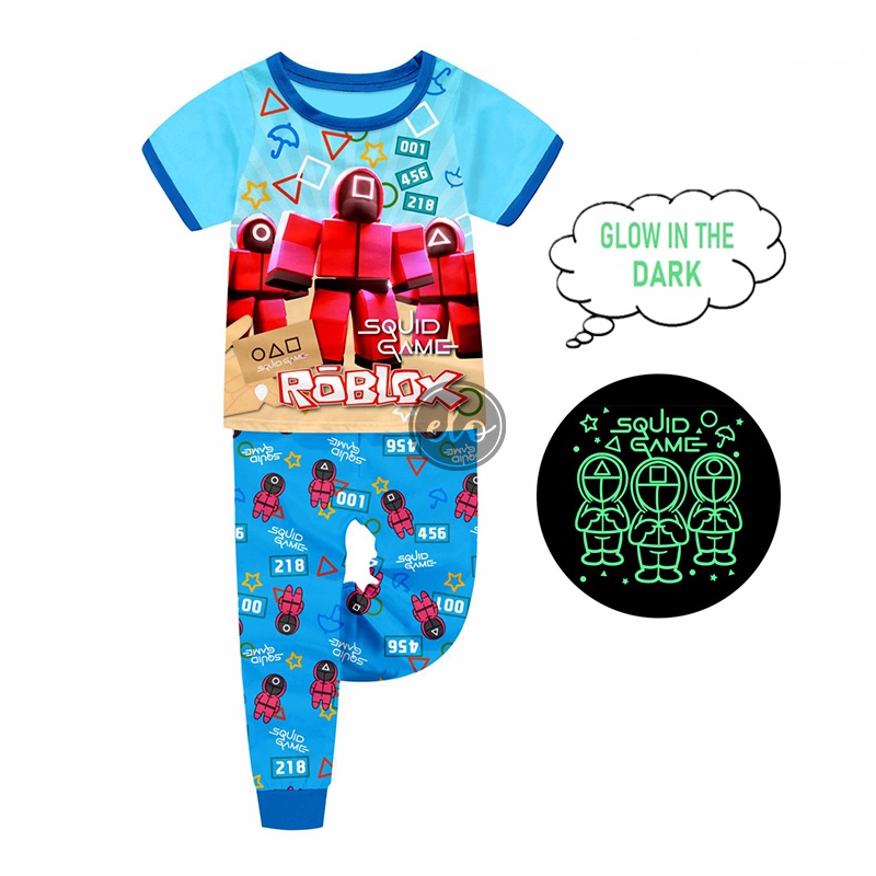 Roblox GLOW in the DARK Pajama Set Roblox Squid Game Shortsleeves ...