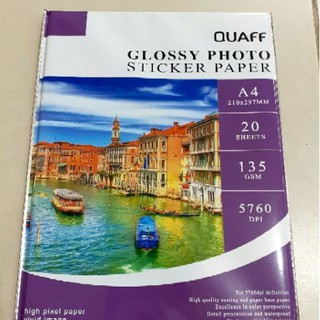 Quaff Glossy Photo Sticker Paper 135/90 gsm A4 Size 20 Sheets and K&E ...