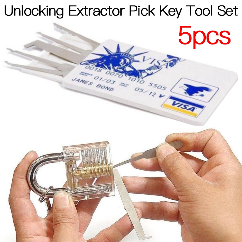 New5pcs Padlock Practice No Lock Unlocking Extractor Pick Key Tool Set ...