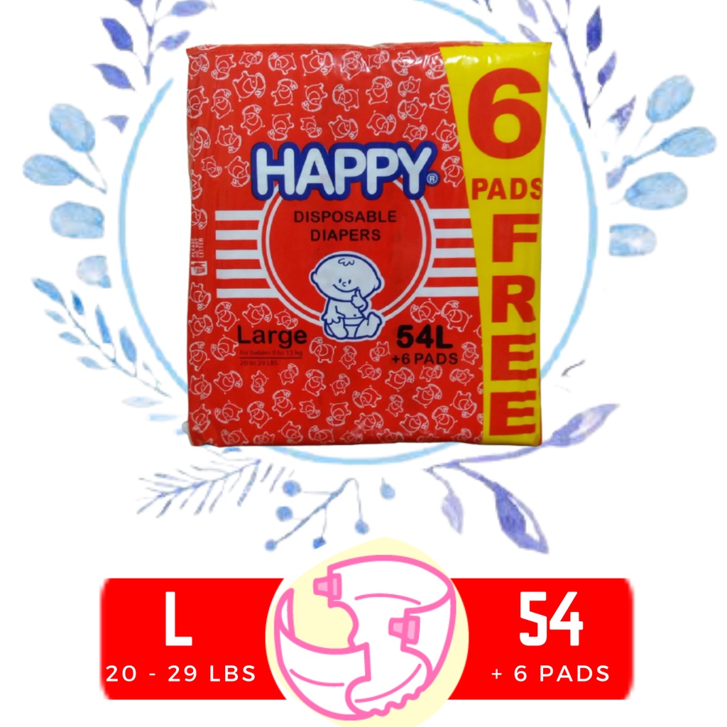 HAPPY BABY TAPE LARGE DIAPER x60pcs | Shopee Philippines