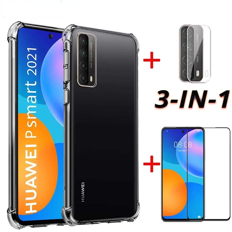 3 in 1 Huawei Y9A Y9S Y7A Y8P Y7P Y6P Y5P 2020 Transparent TPU Silicone ...