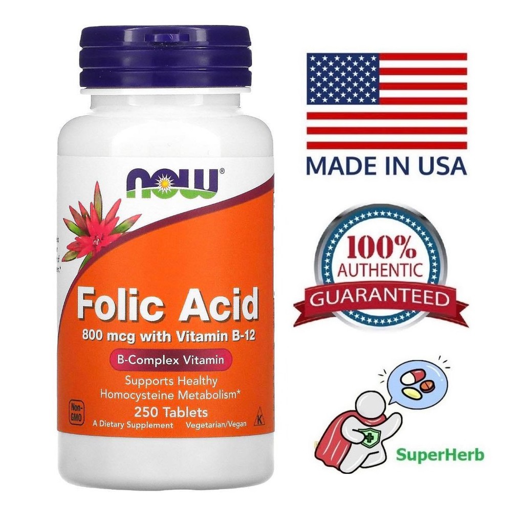 Now Foods, Folic Acid, 800 mcg, 250 Tablets | Shopee Philippines