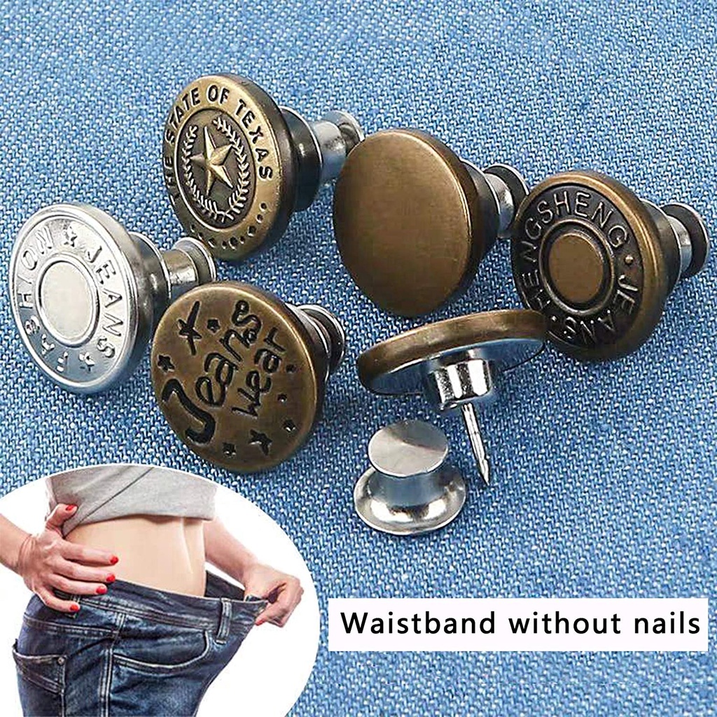 Screw Jeans Buttons Pants Waist Instant No Sew Need Removable Metal ...