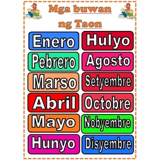 A4 Mga Buwan Ng Taon At Mga Araw Sa Isang Linggo Lamianted Chart