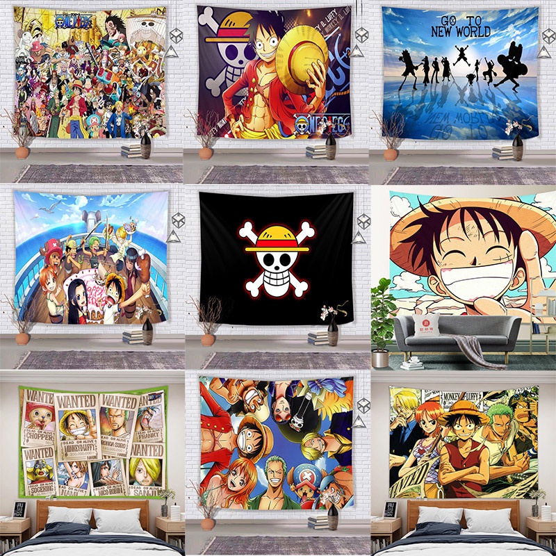 20styles One Piece Backdrop Tapestry Party Hanging Cloth Luffy Zoro Ace ...