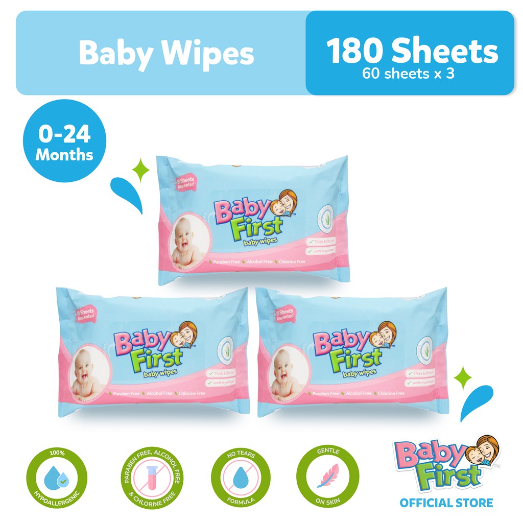 Baby First Baby Wipes 60 Sheets 2+1 Packs (180 Sheets) | Shopee Philippines