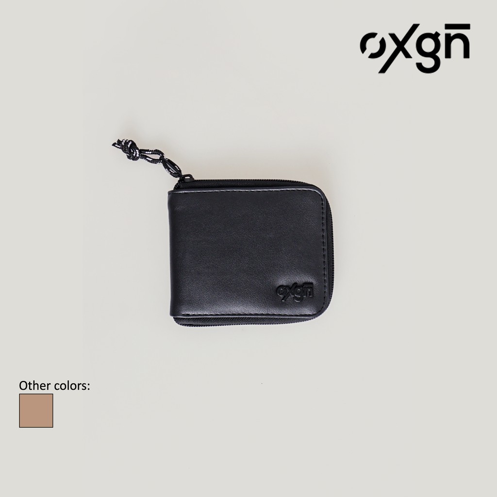 OXGN Zip-around Bi-Fold Wallet With Metal Logo For Men (Black/Tan ...